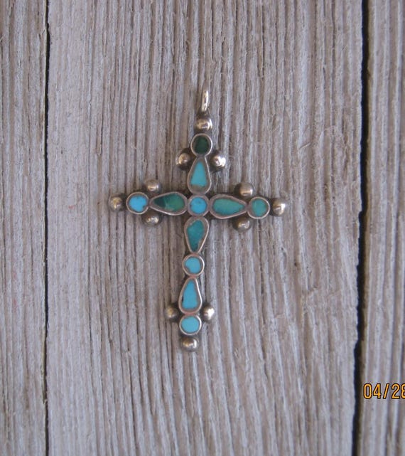 vintage turquoise cross - Gem
