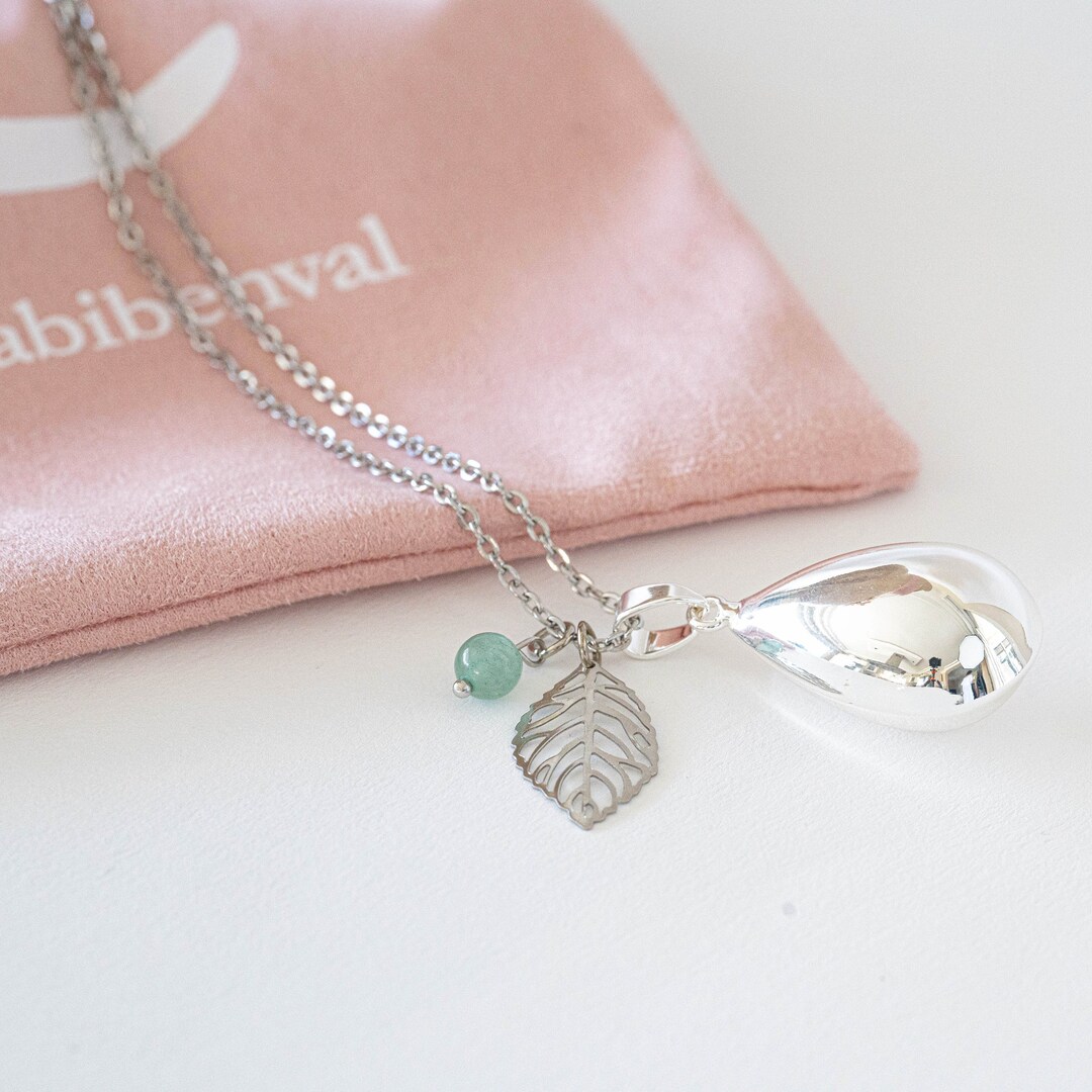 Pregnancy Bola Silver Drop Pearl Leaf Pendant - Etsy