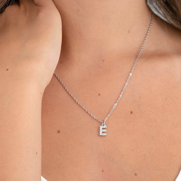 Rhinestone Initial Necklaces - Etsy