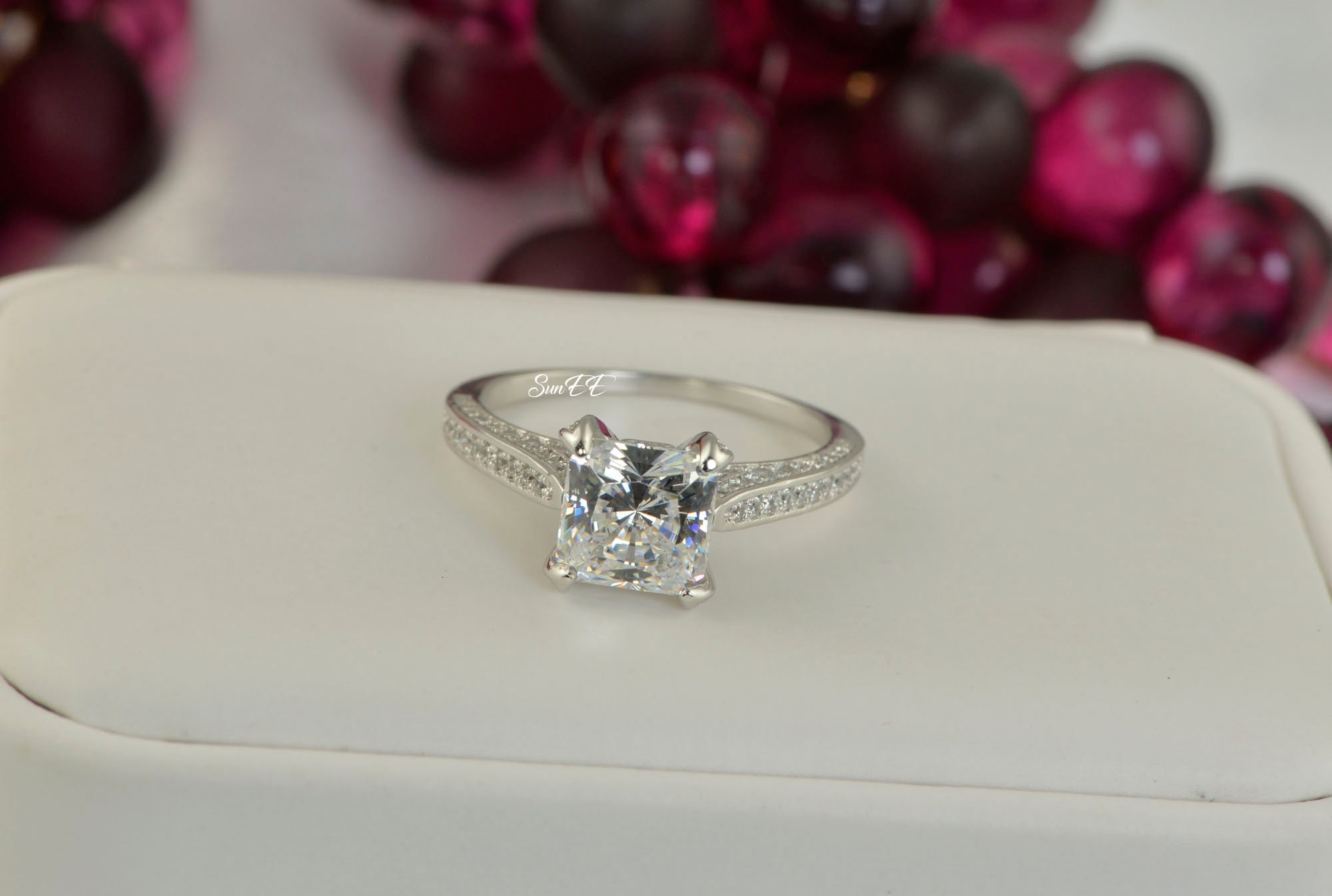 4.35ct Princess Cut Bridal Wedding Engagement Ring Diamond - Etsy