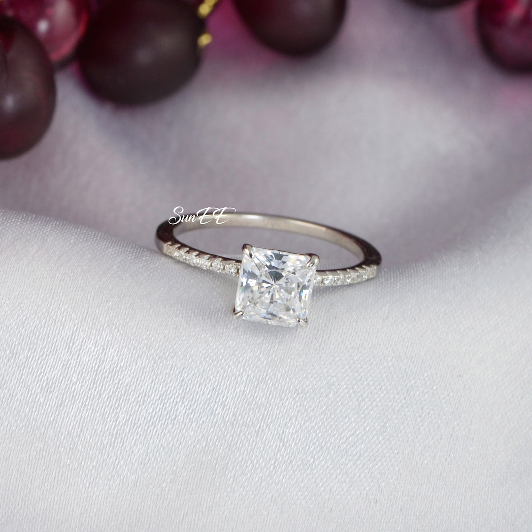 2.17ct Princess Cut Bridal Wedding Engagement Ring Diamond Simulated ...