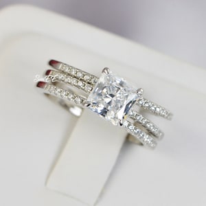 2.5ct Princess Cut Wedding Ring Set Engagement Ring Diamond Simulated ...
