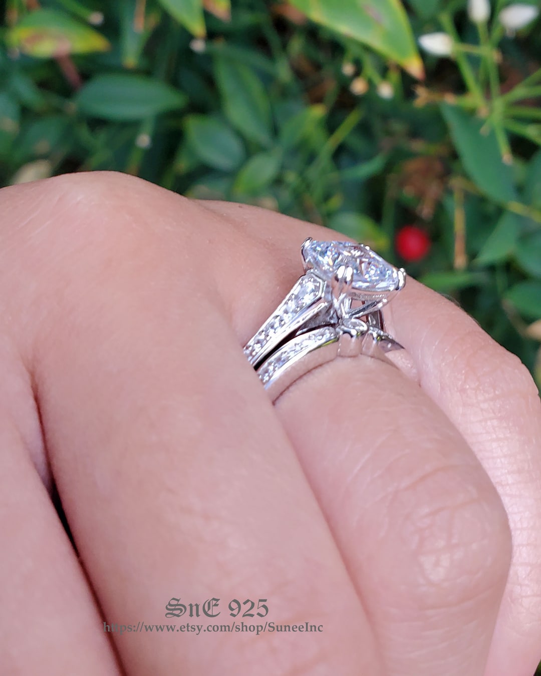 2.14ct Princess Cut Wedding Ring Set Engagement Ring Diamond Simulated ...