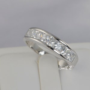 Men’s Wedding Band Diamond Simulated 925 Sterling Silver Wedding Ring ...