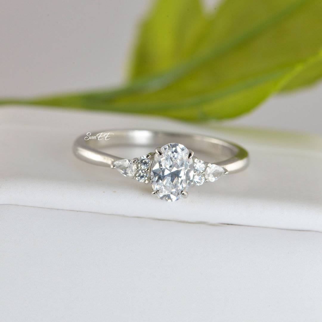 1.2ct Oval With Marquise Promise Ring Diamond Simulated 925 Sterling ...