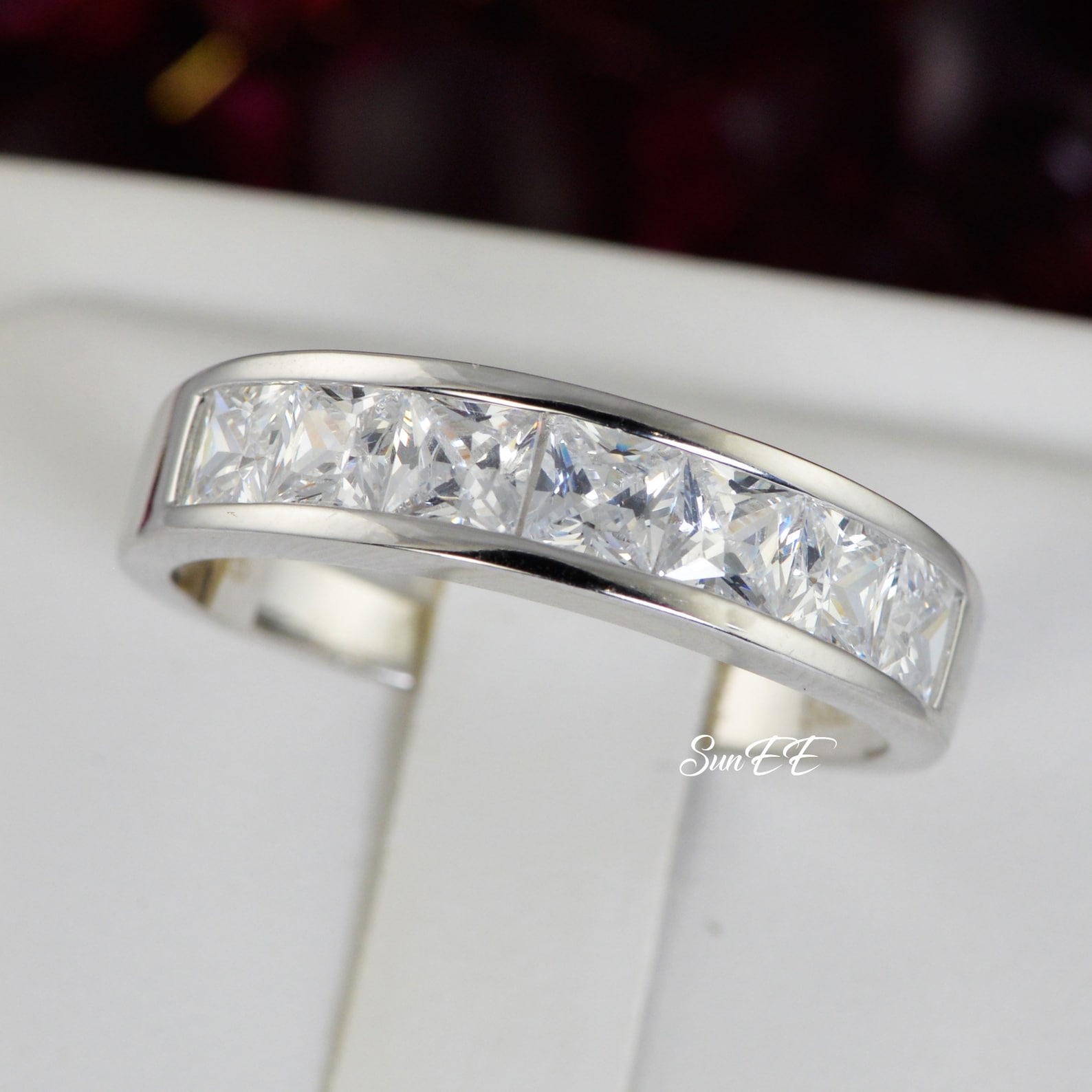 Mens Wedding Band Diamond Simulated 925 Sterling Silver - Etsy