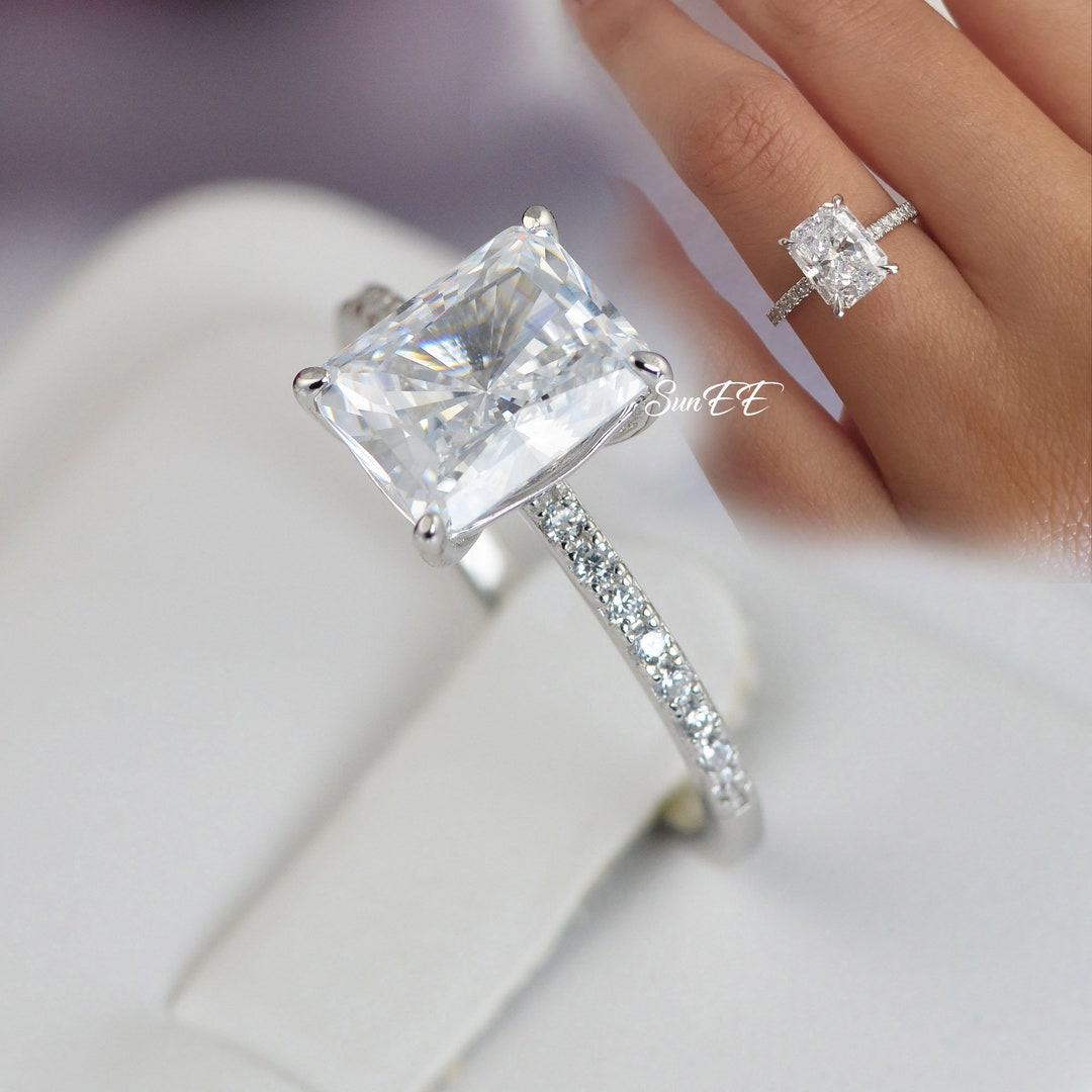 3.0ct Radiant Cut Bridal Wedding Engagement Ring Diamond Simulated 925 ...