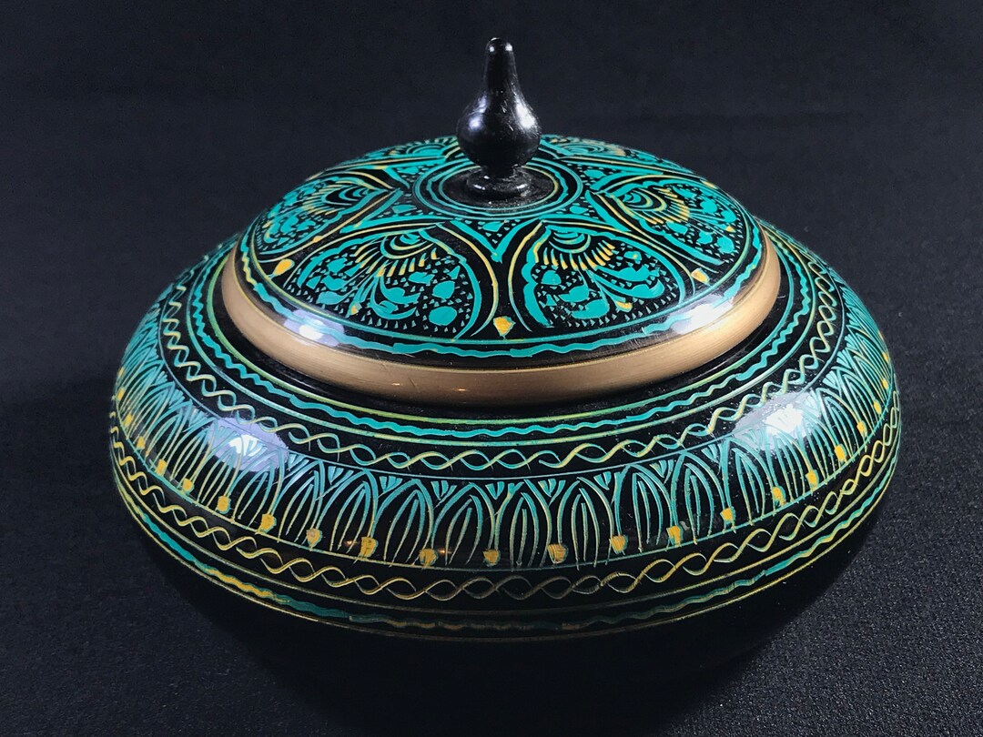 LACQUER ART Jewelry Box or Decoration Item Hand Made in Pakistan Unique ...