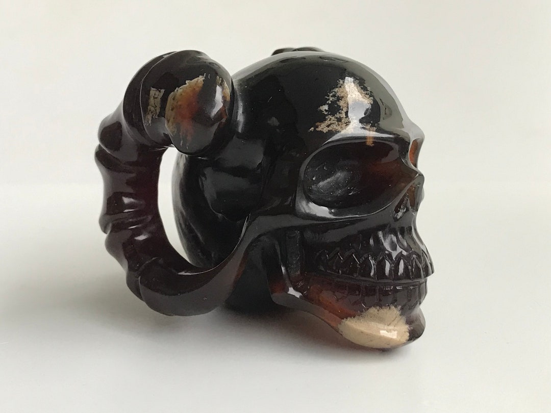 Skull - Blue Natural AMBER From Indonesia - Sumatra - Mirror Polished ...