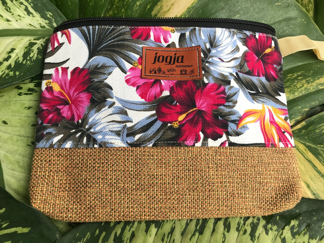 Handmade Batik Cotton Bag: Floral Indonesian Zip Handbag - Etsy