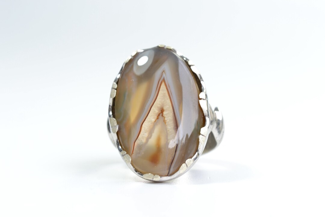 Agate Silver Ring - Agate From Java Indonesia - Mounted in 925 Sterling ...
