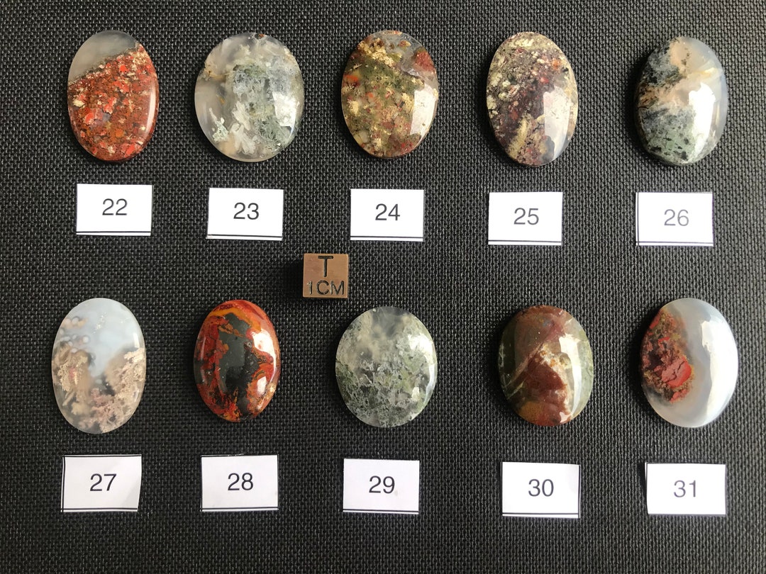 Indonesian Moss Agate Cabochon: Natural Landscape Stone, Polished Gem ...