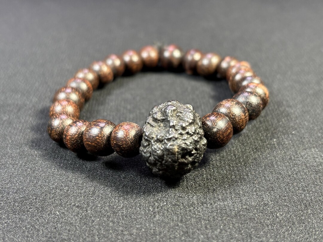 Tamarind Wood Bracelet With Java Iron Stone - Handcrafted Unisex ...
