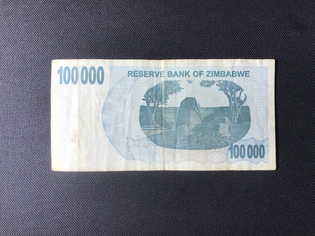 Vintage Zimbabwe One Hundred Thousand Dollar 100'000 Banknote Used ...