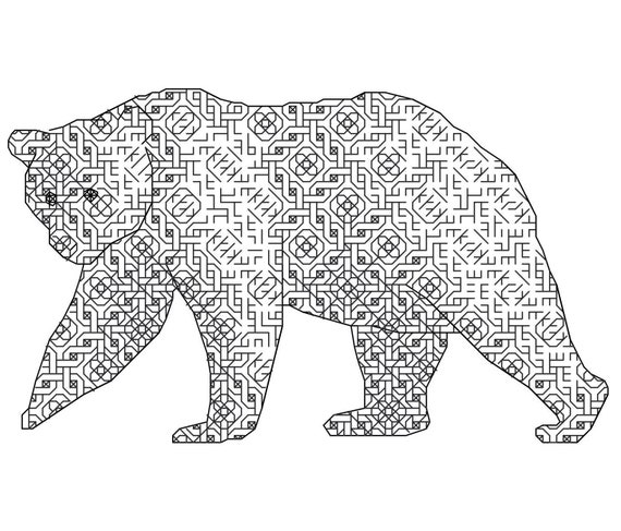 Bear Blackwork Pattern digital Download PDF - Etsy