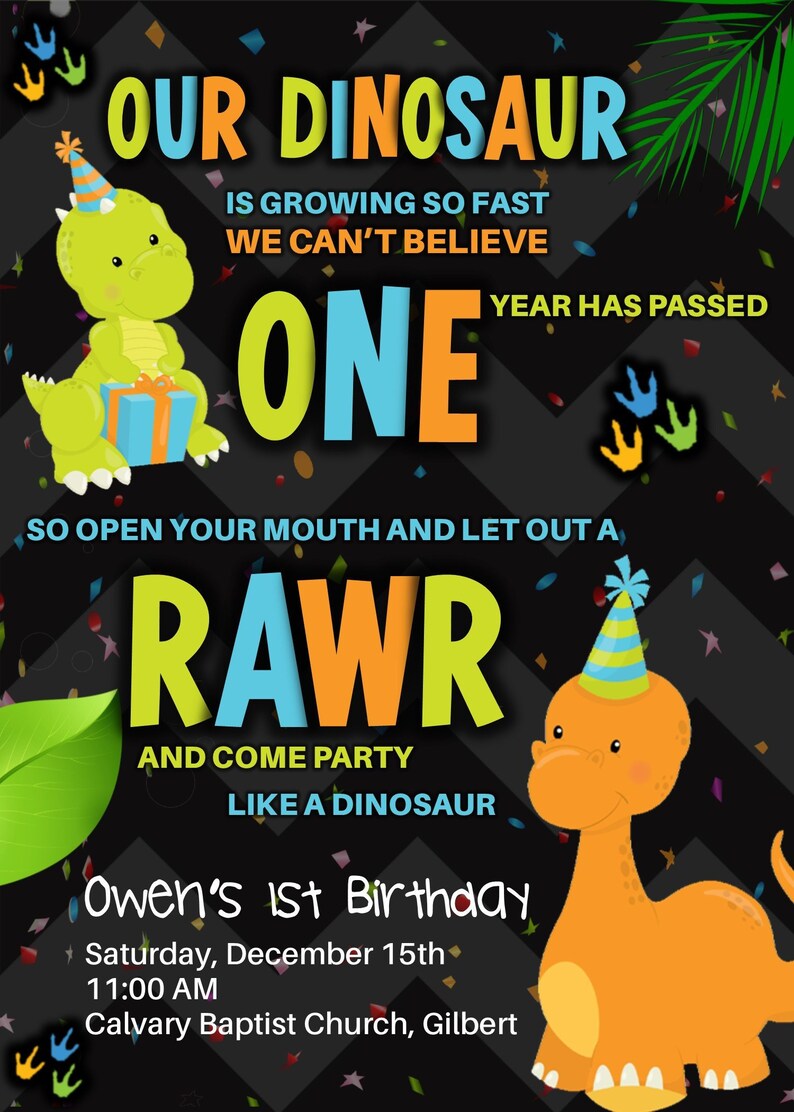 Dinosaur Boy Birthday Invitation - Etsy