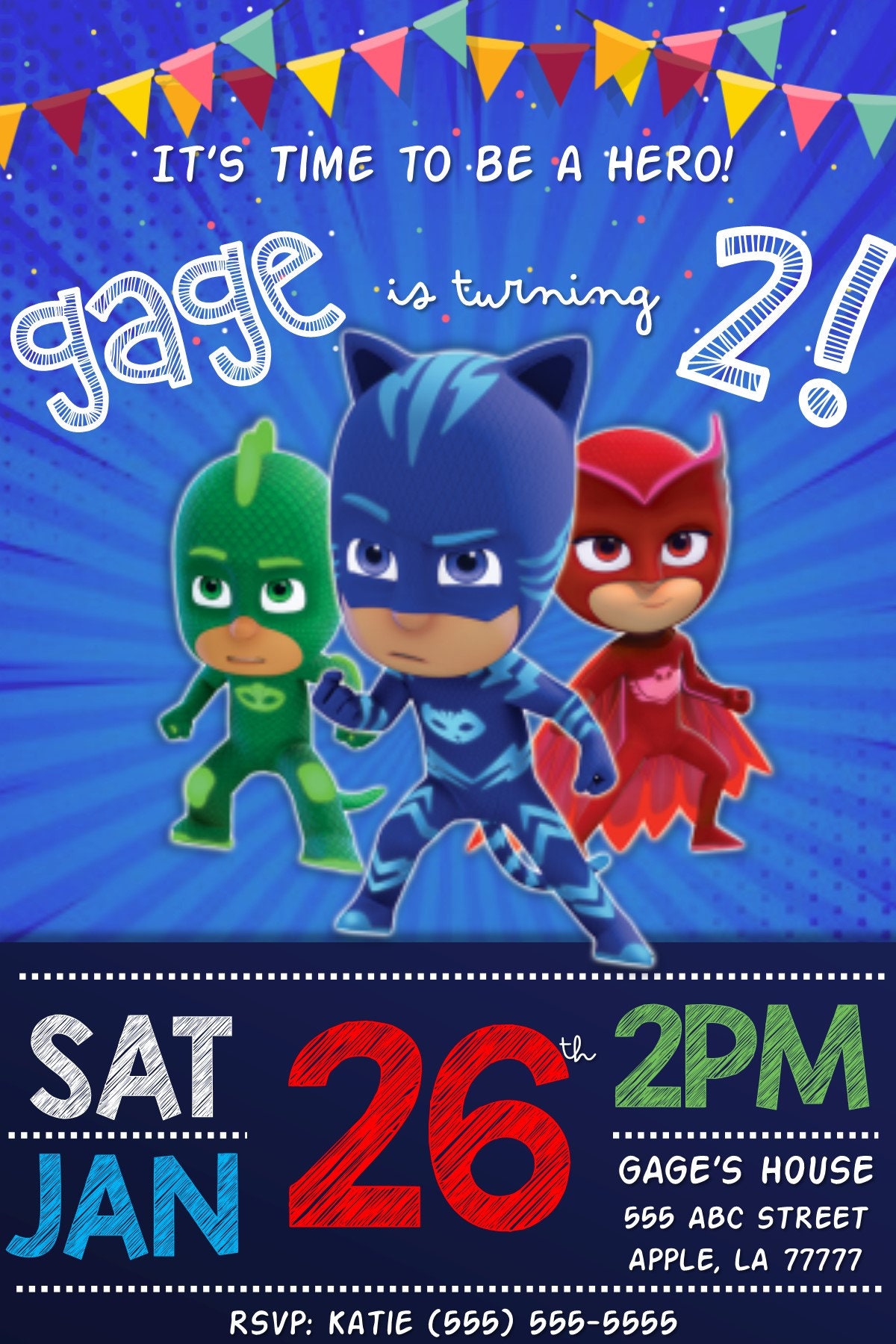 PJ Mask Invitation - Etsy