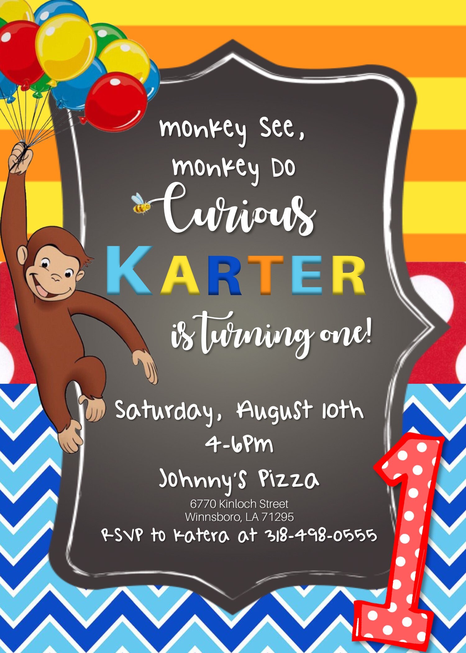 Curious George Birthday Invitations