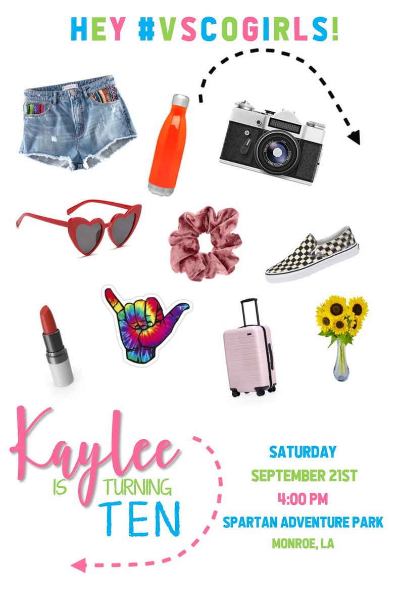 VSCO Girl Party Invitation - Etsy