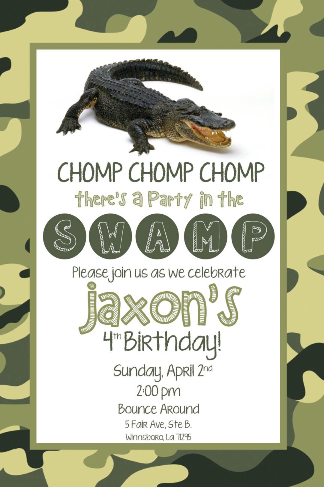 Alligator Swamp Birthday Invitation - Etsy
