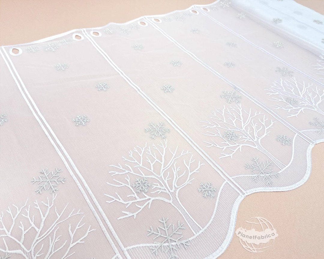 Embroidered Winter Panels Snowy Trees Glittering Christmas Fabric ...