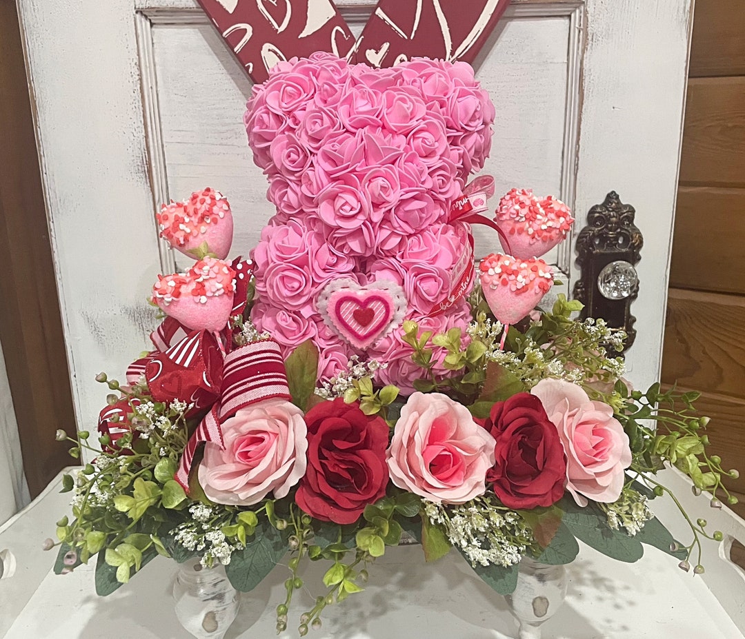 Valentines Day Faux Floral Arrangement, Valentines Day Floral ...