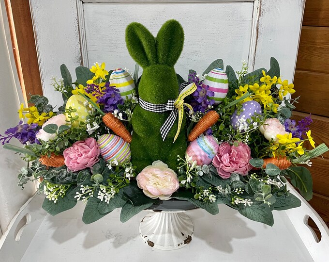Easter Bunny Floral Arrangement, Spring Floral Centerpiece, Easter ...