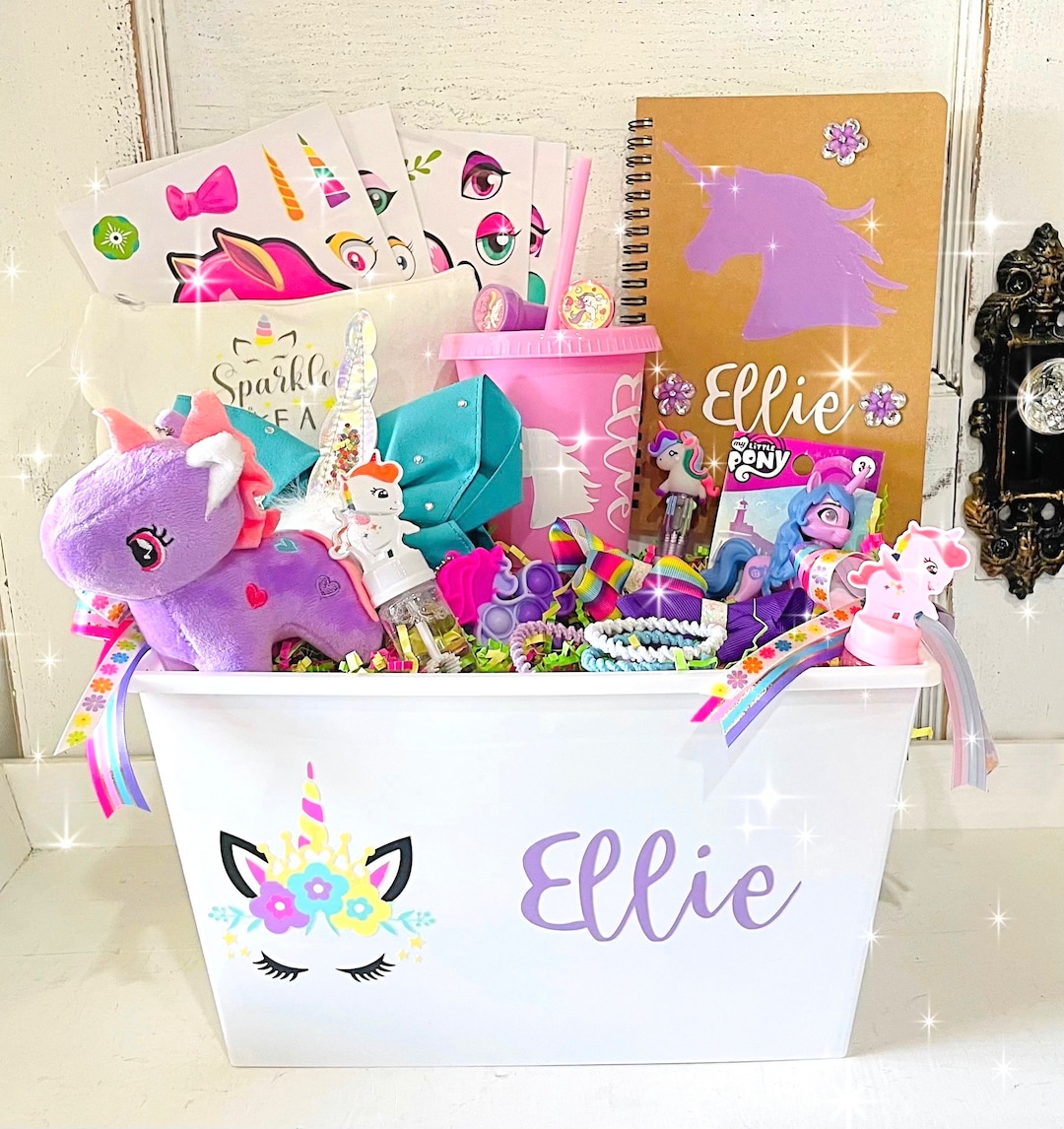 Unicorn Gift Basket Personalized for Kids, Girls Unicorn Gift Box ...