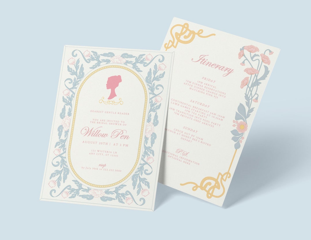 Party Invitation and Itinerary. Downloadable 1800s European Tea Party ...