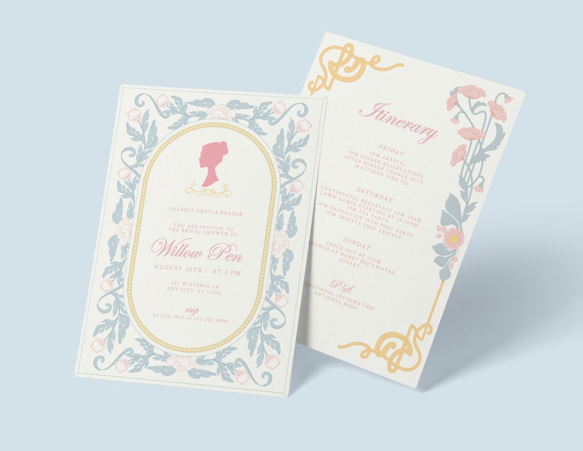 Party Invitation and Itinerary. Downloadable 1800s European Tea Party ...