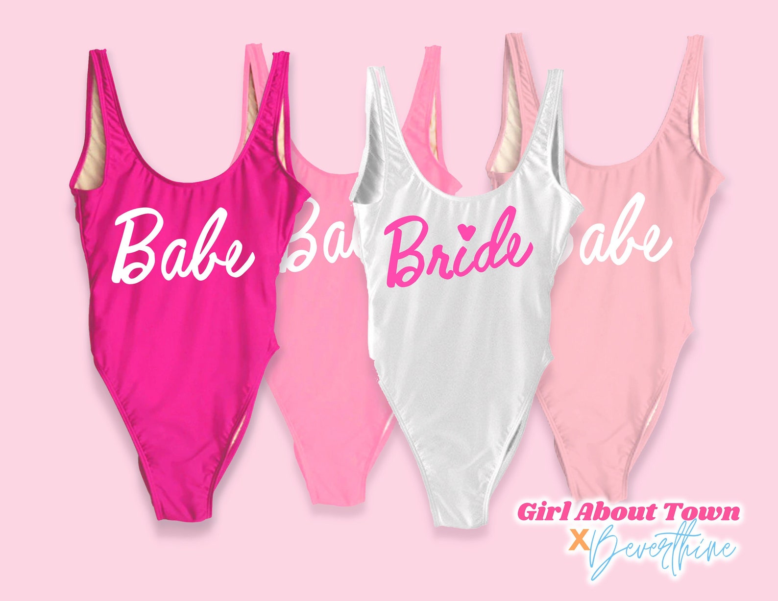 Bachelorette Swimsuits Malibu Bride Bathing Suits. Hot Pink Bride Swim ...