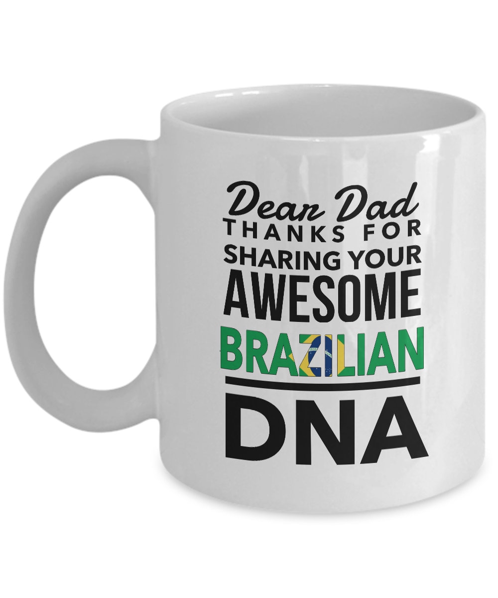 Fathers Brazilian Mug Dad Awesome Brazilian DNA Fathers | Etsy