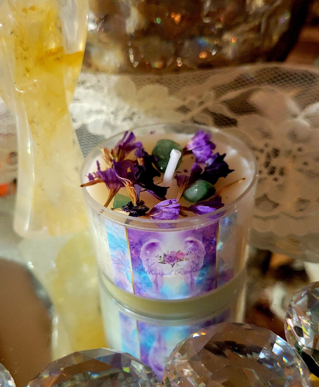 Archangel Raphael Tea Light Candle Kit: Crystal & Herb Set - Etsy
