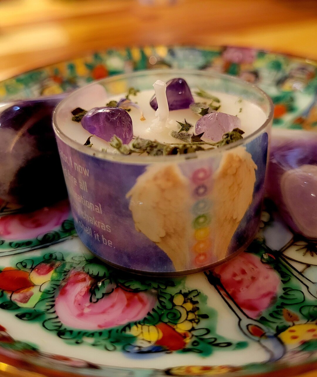 Seven Angelic Rays Tea Light Candle, Pack of 3 Reiki Charged Chakra ...