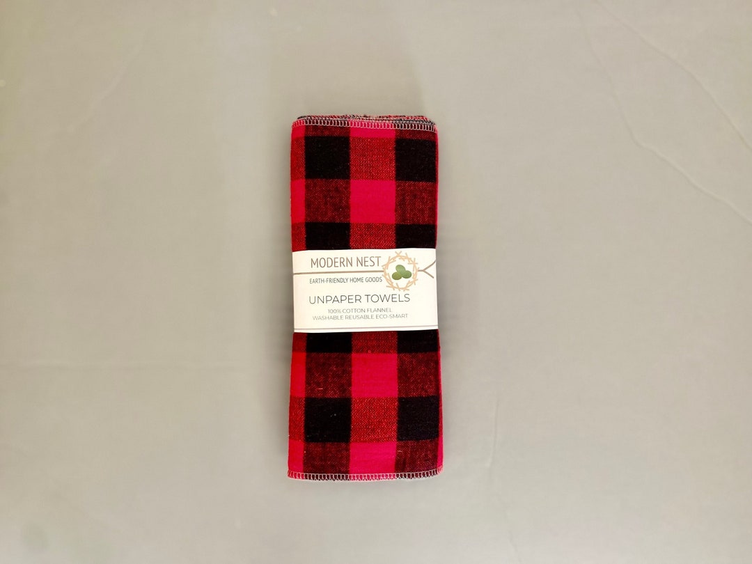 Red Buffalo Check Flannel Towels: Reusable Cloth Napkins, Set of 12 - Etsy