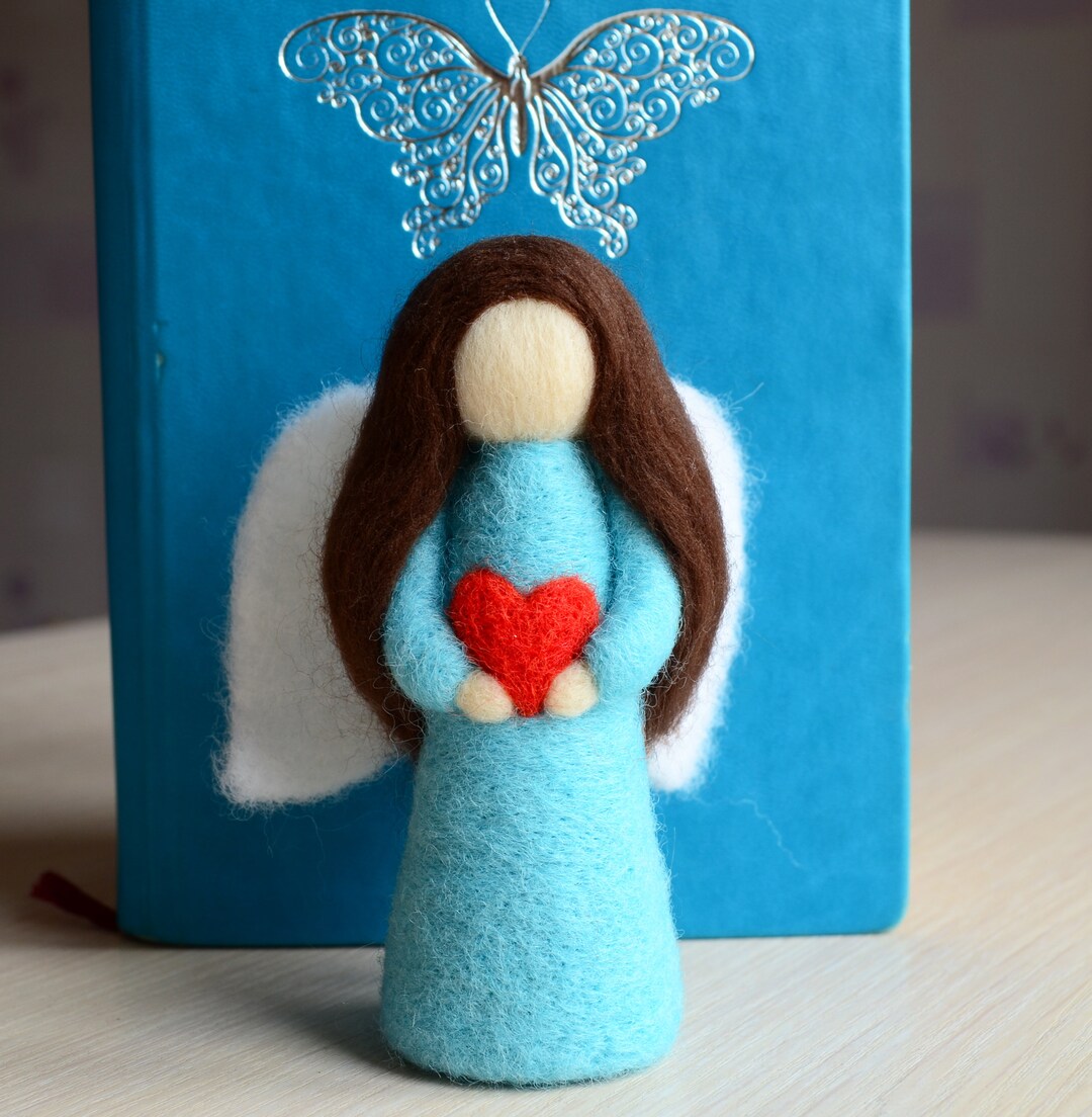 Angel Toy Needle Felted Angels Guardian Angels Felt Angel With Heart ...