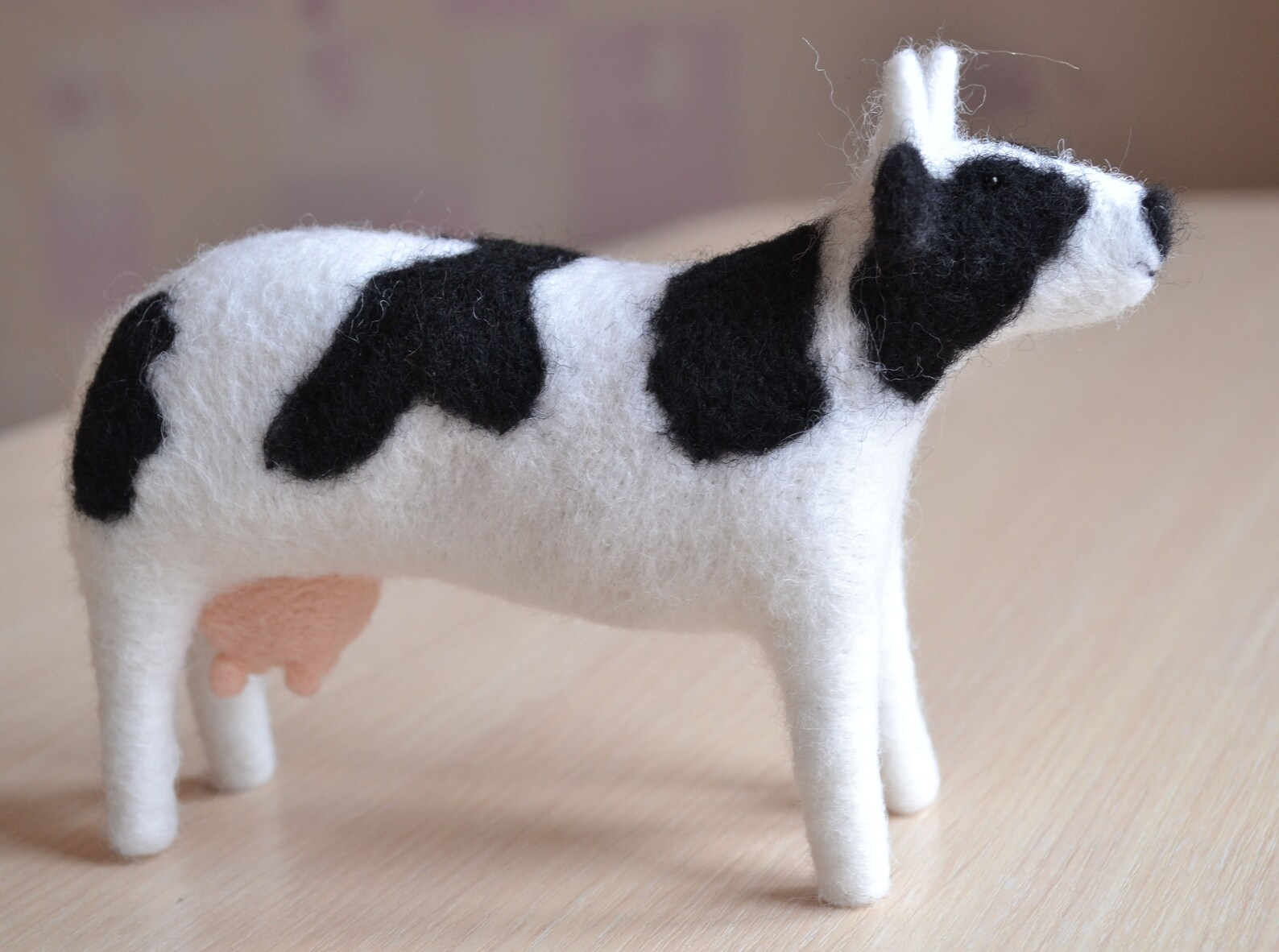 Felt Cow Toy Felt Animals Needle Felted Holstein Cow Wool | Etsy