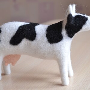 Felt Cow Toy Felt Animals Needle Felted Holstein Cow Wool - Etsy