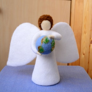 Guardian Angel Angel With Earth Angel Doll Needle Felted Big White ...