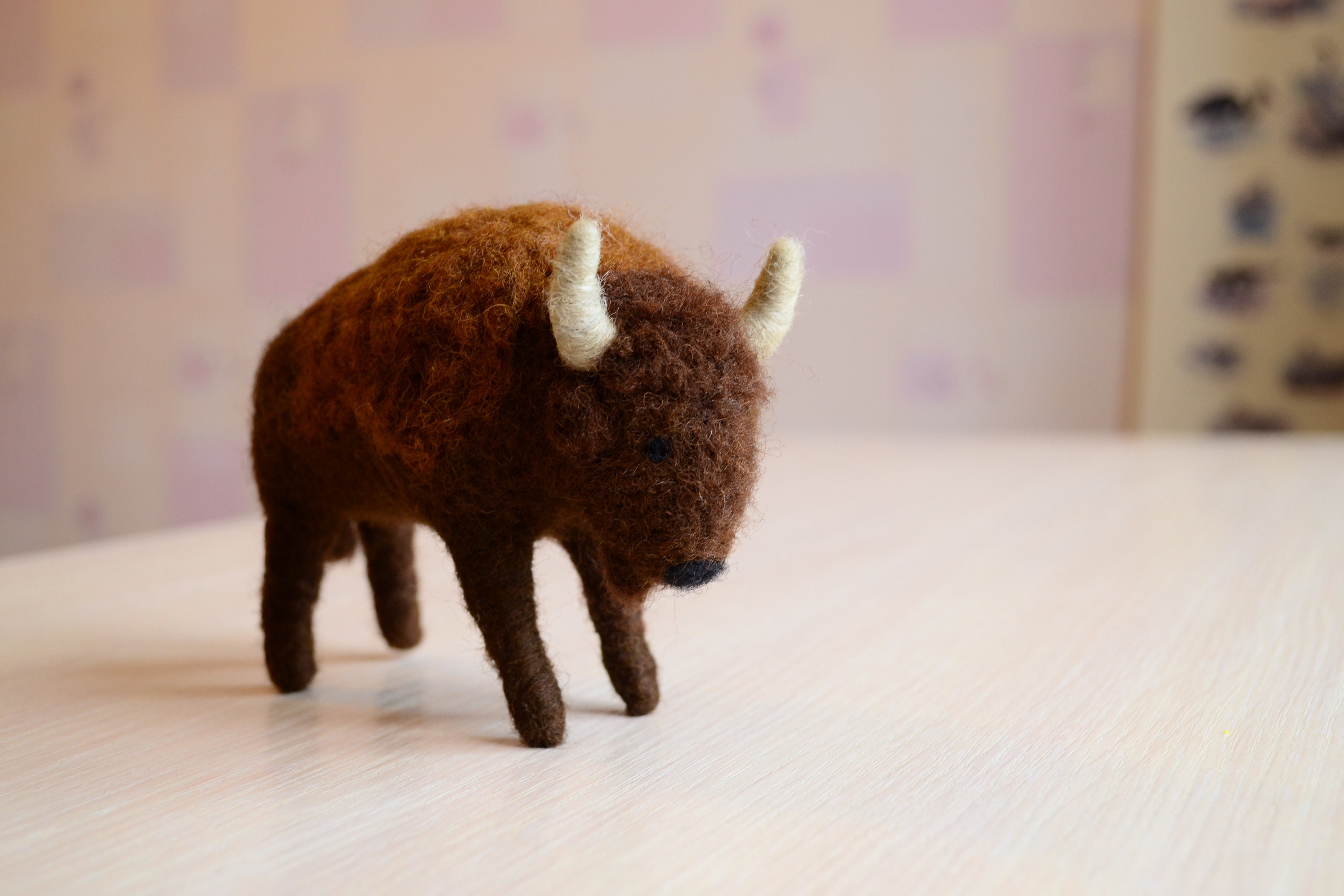 American Bison Needle Felted Buffalo Wool Animals Felt Needle Felted ...