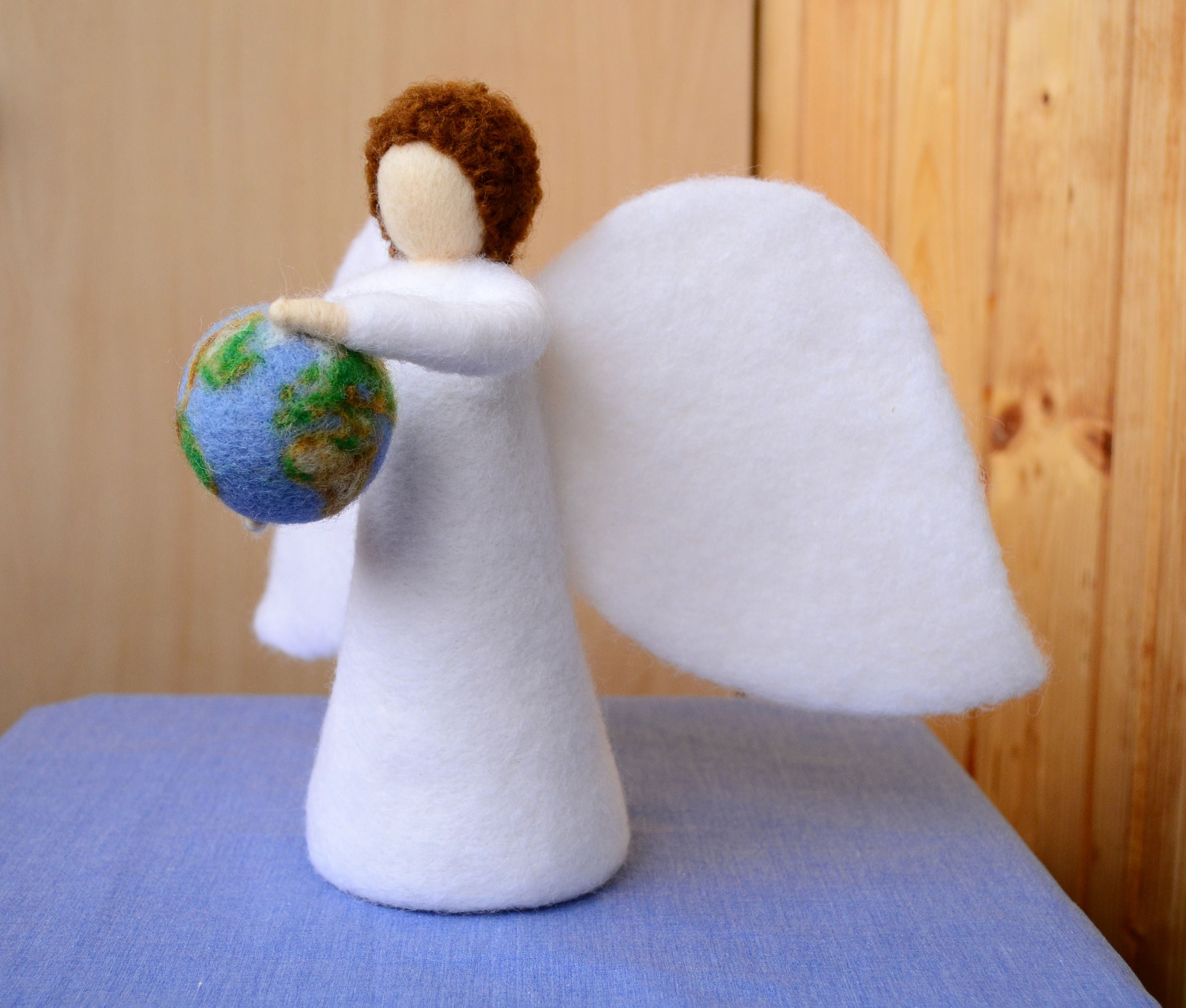 Needle Felted Angel Doll With Earth Globe - Etsy