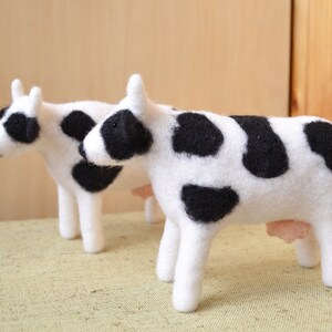Felt Cow Toy Felt Animals Needle Felted Holstein Cow Wool Sculpture ...