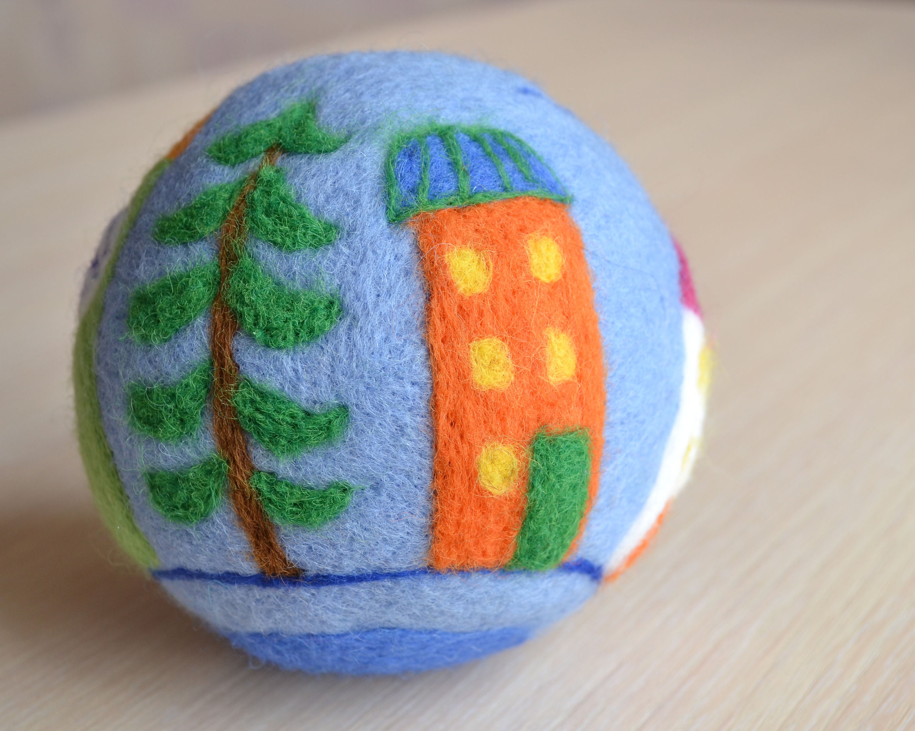 Needle Felted Wool Ball: Blue City Waldorf Toy - Etsy