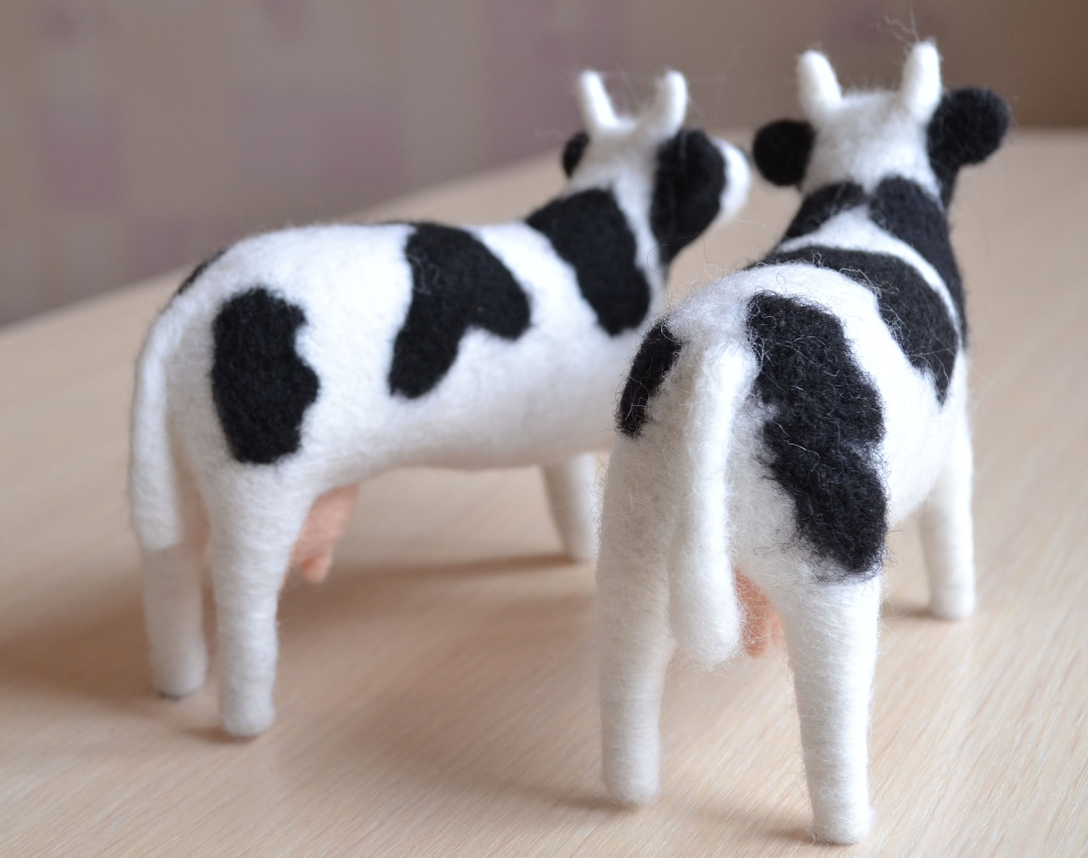 Felt Cow Toy Felt Animals Needle Felted Holstein Cow Wool - Etsy