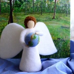 Guardian Angel Angel With Earth Angel Doll Needle Felted Big White ...