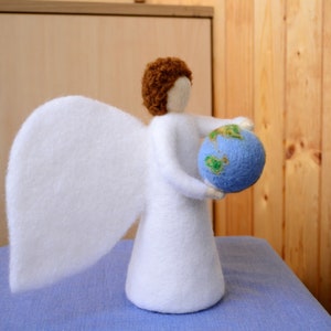 Guardian Angel Angel With Earth Angel Doll Needle Felted Big White ...