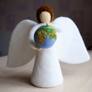 Guardian Angel Angel With Earth Angel Doll Needle Felted Big White ...