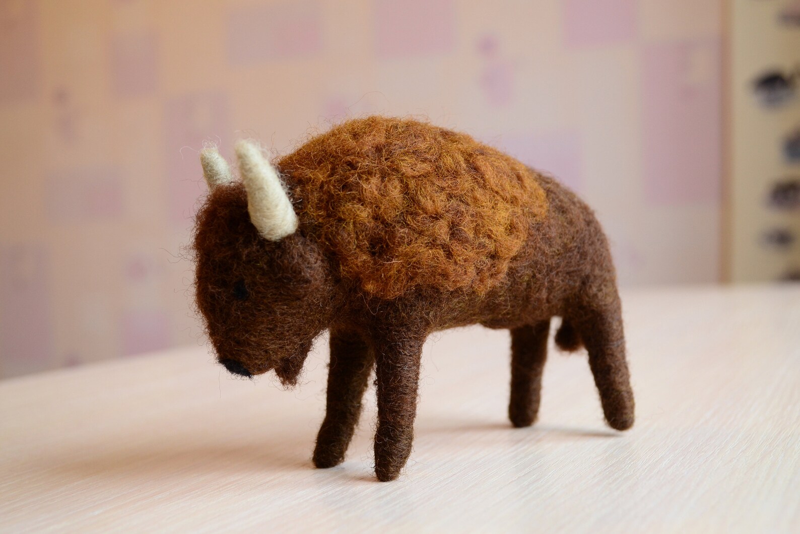 American Bison Needle Felted Buffalo Wool Animals Felt Needle Felted ...