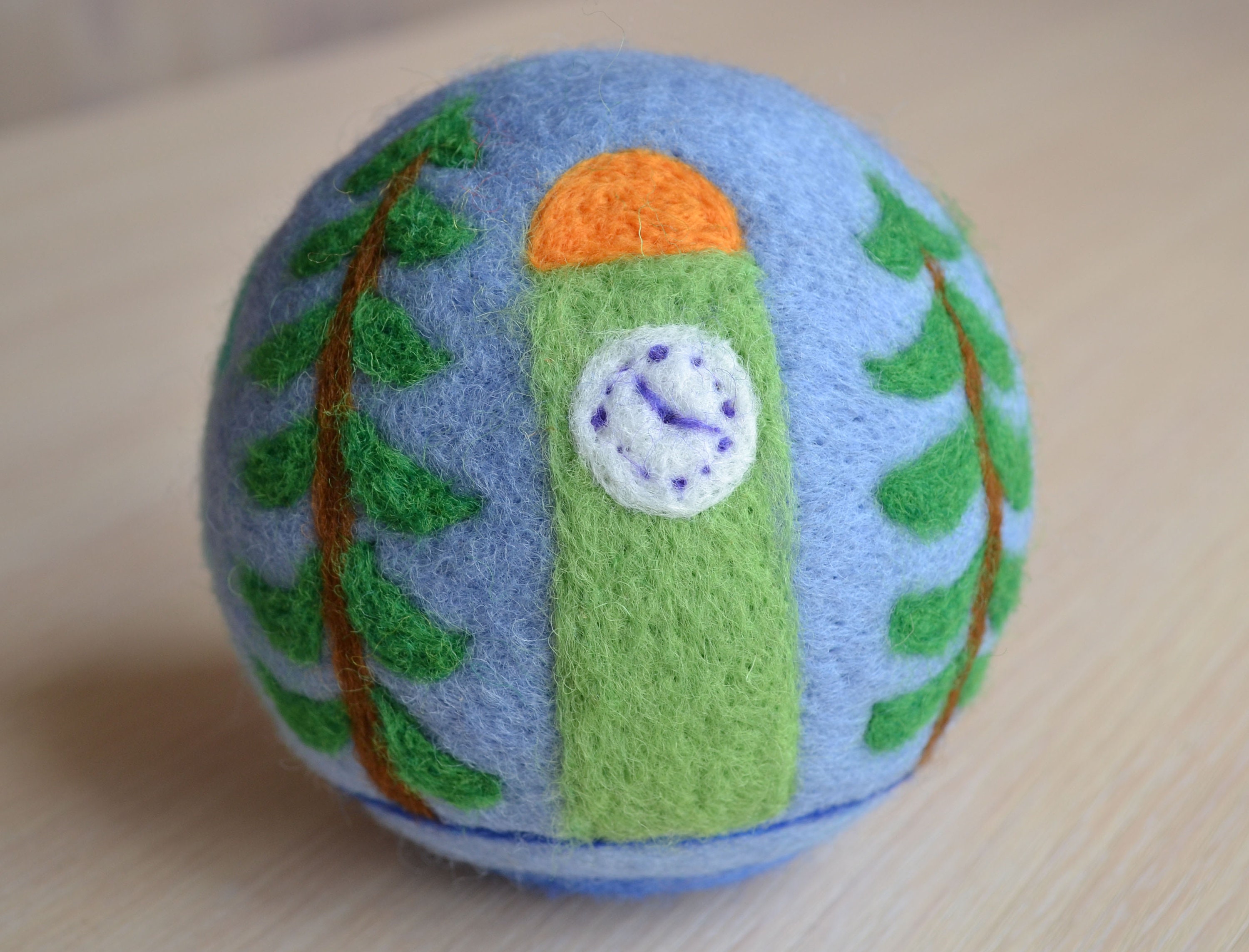 Needle Felted Wool Ball: Blue City Waldorf Toy - Etsy