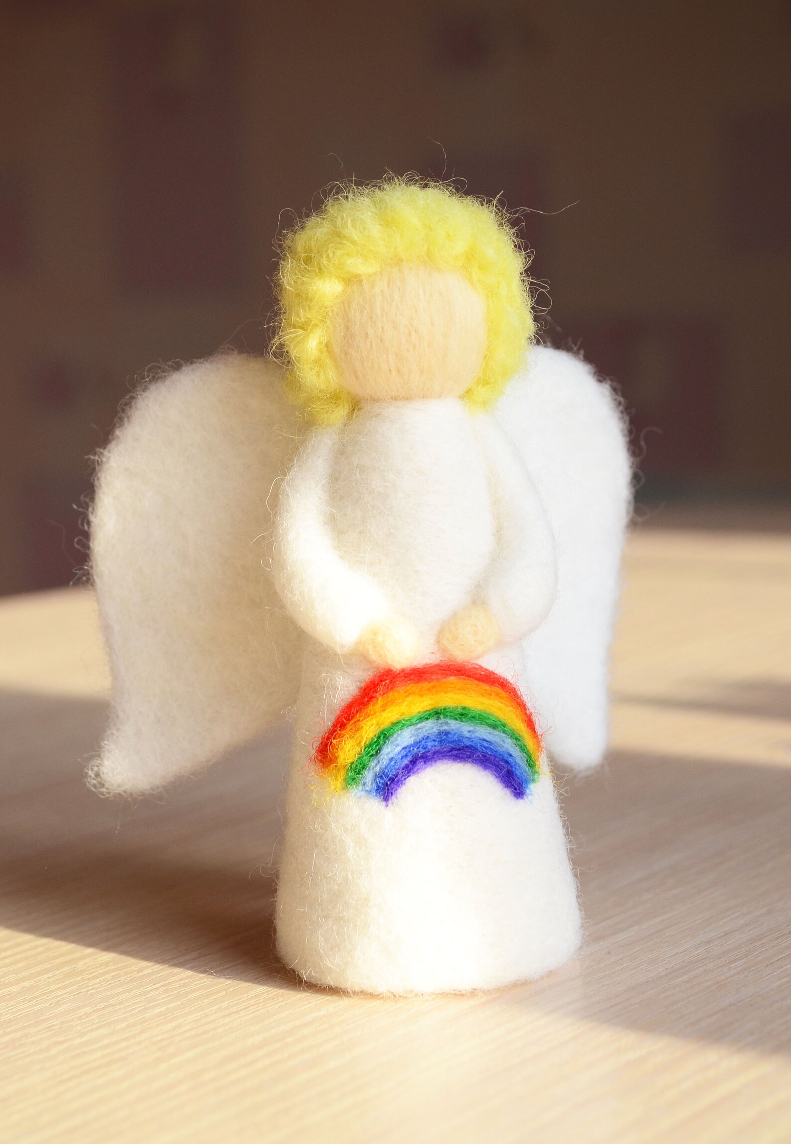 Wool Angel Doll Felt Angel With Raibow Guardian Angels Needle Felted ...